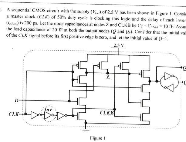 Solved A Sequential Cmos Circuit With The Supply Vo Of 25 V Has Been Shown In Figure 1 