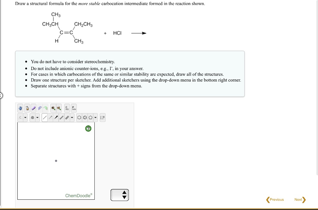 SOLVED: Draw structural formula for thc more Sahle carbocation ...