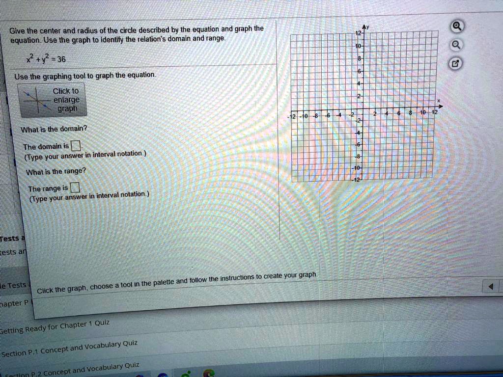 give the center and radius of the circle described by the equation and ...