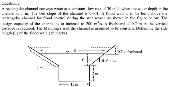 SOLVED: Question 7: A rectangular channel conveys water at a constant ...