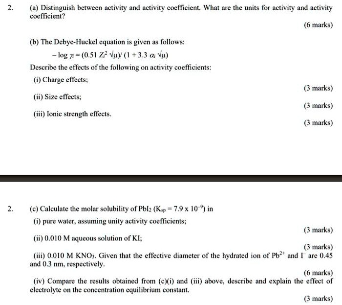 Solved Distinguish Between Activity And Activity Coefficient What Are