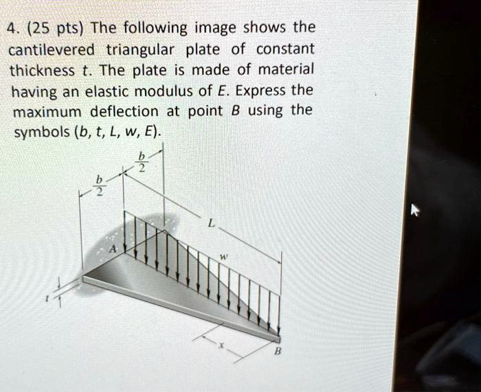 SOLVED: The following image shows the cantilevered triangular plate of ...