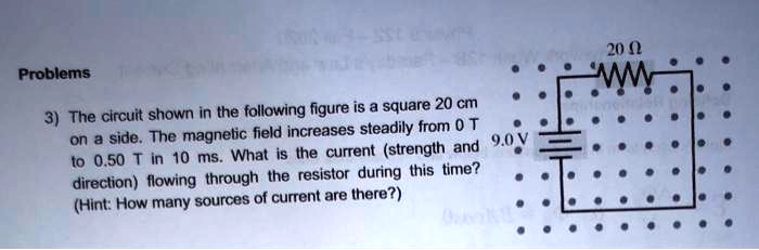 Problems 3) The circuit shown in the following figure is a square 20 cm ...