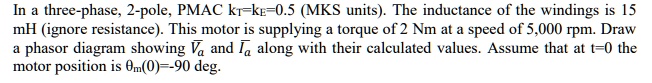 in a three phase 2 pole pmac ktke05 mks units the inductance of the ...