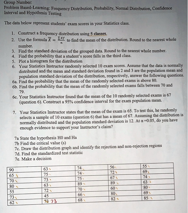 SOLVED: Group Number: Problem Based-Leaming: Frequency Distribution, Probability, Normal ...