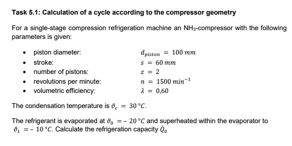 SOLVED: Task 5.1: Calculation of a cycle according to the compressor ...