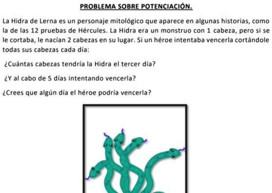 SOLVED: Porfavor ayuda, no entiendo ayuda PROBLEMA SOBRE POIENCIACION La Hidra de Lerna es un ...