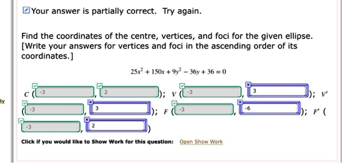 dyour answer is partially correct try again find the coordinates of the ...