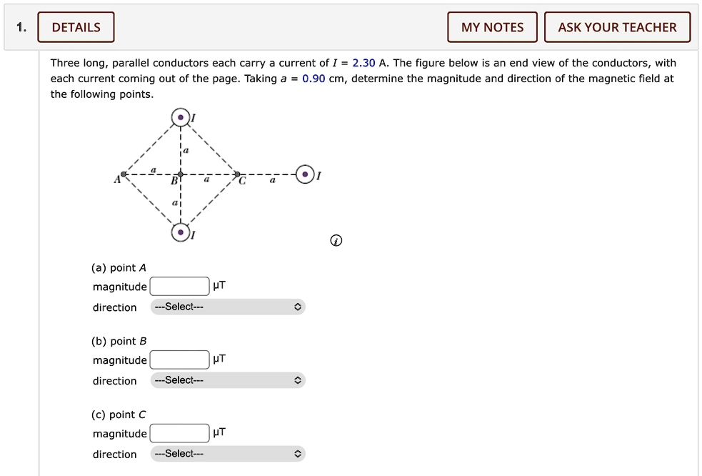 [get Answer] Three Long Parallel Conductors Each Carry A Current Of I 230 A The Figure Below Is