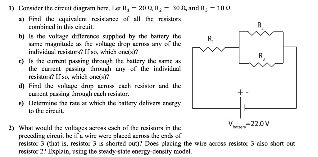 SOLVED: Consider the circuit diagram here. Let R1 = 20 Î©, R2 = 30 Î©, and R3 = 10 Î©. a) Find ...