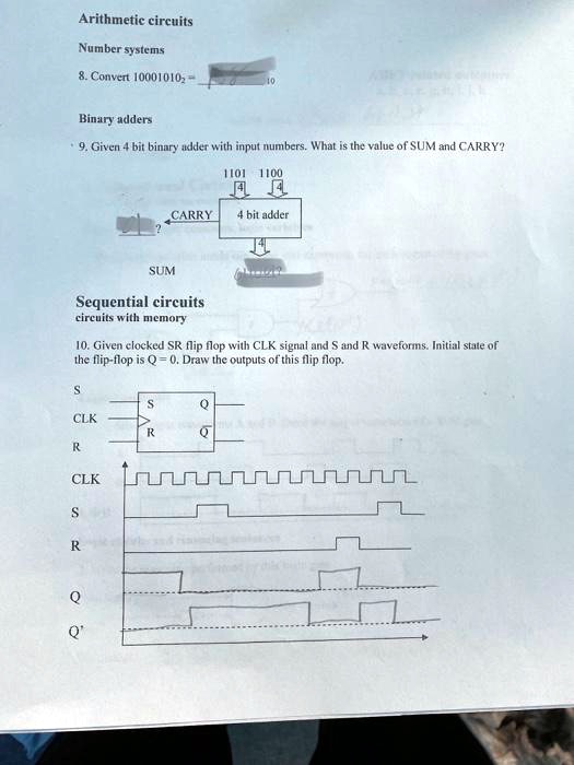 Solved Arithmetic Circuits Number Systems 8 Convert 10001010 Binary Adders 9 Given A 4 Bit