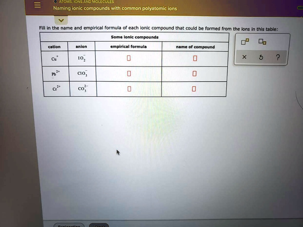atoms ions and molecules naming ionic compounds with common polyatomic ions fill in the name and ...