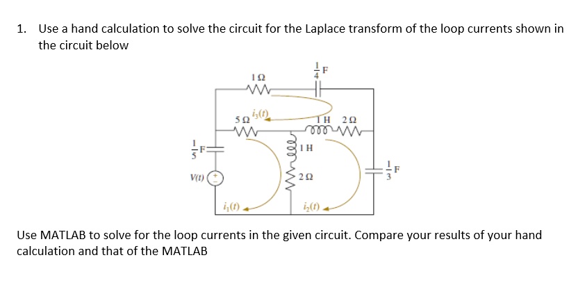1. Use a hand calculation to solve the circuit for the Laplace transform of the loop currents ...