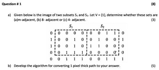 Question # 1 (8) a) Given below is the image of two subsets S1 and S2. Let V = 1, determine ...