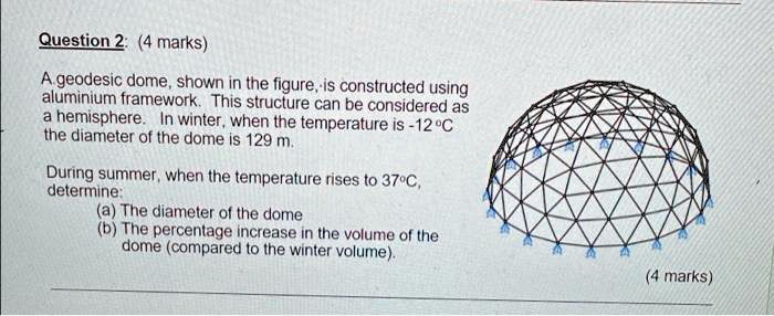 SOLVED: A geodesic dome, shown in the figure, is constructed using an ...