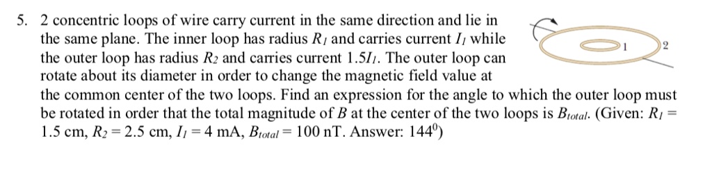 SOLVED: 2 concentric loops of wire carry current in the same direction and lie in the same plane ...