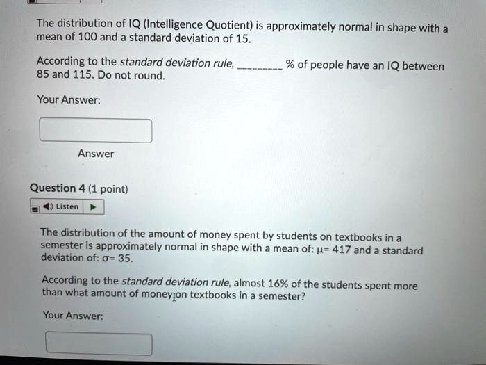 SOLVED: The distribution of IQ (Intelligence Quotient) is approximately ...