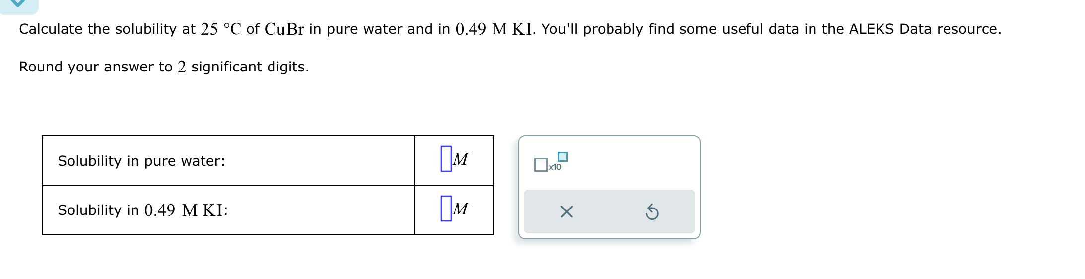 [GET ANSWER] Calculate the solubility at 25^∘C of CuBr in pure water ...