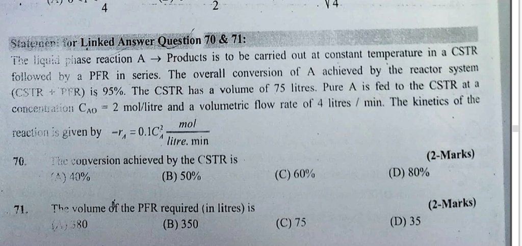 SOLVED: Statement Linked Answer Question 70 71: The liquid phase ...