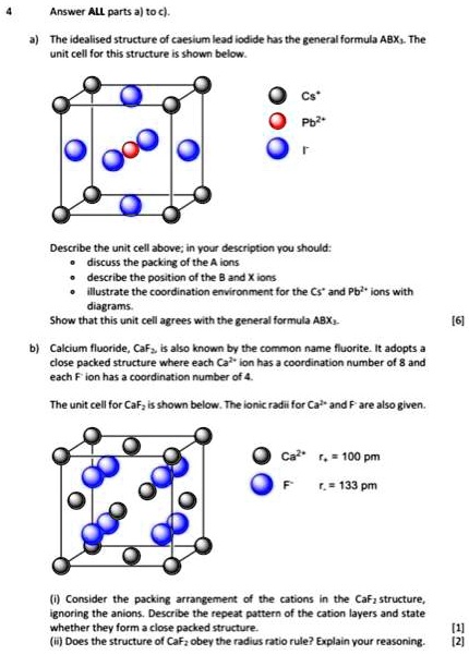 SOLVED: The idealized structure of cesium iodide, CsI, has the general ...
