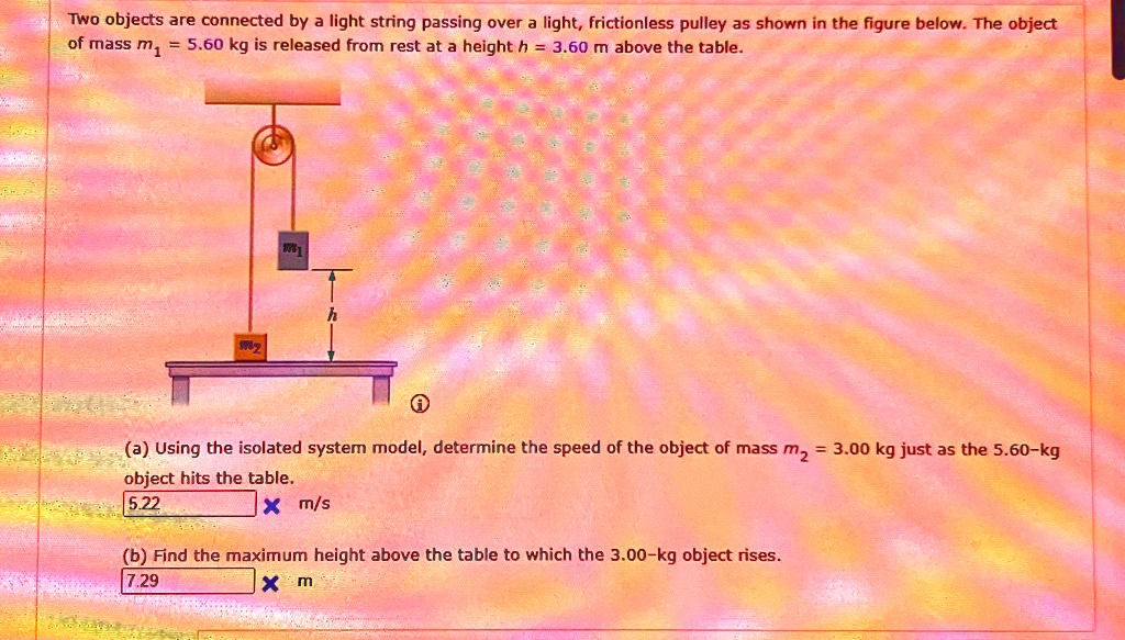 Solved Two Objects Are Connected By A Light String Passing Over A Light Frictionless Pulley As