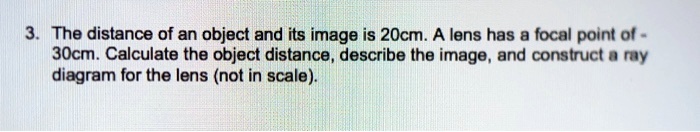 SOLVED:The distance of an object and its image is 2Ocm. A lens has ...