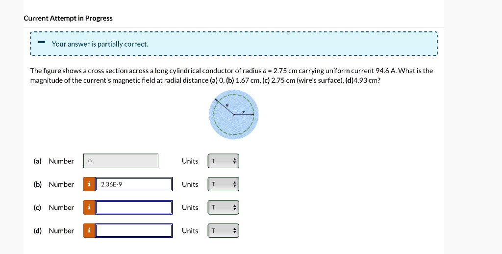 SOLVED: Current Attempt in Progress Your answer is partially correct. The figure shows a cross ...
