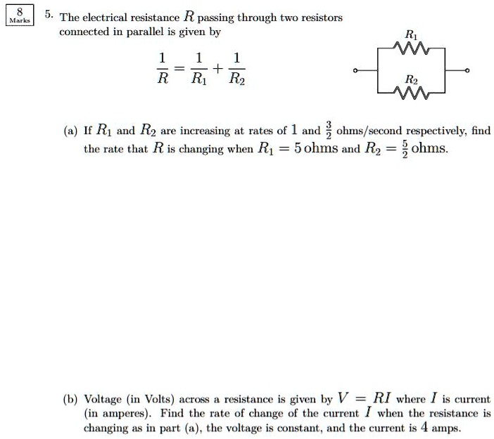 SOLVED: The electrical resistance R passing through two resistors ...