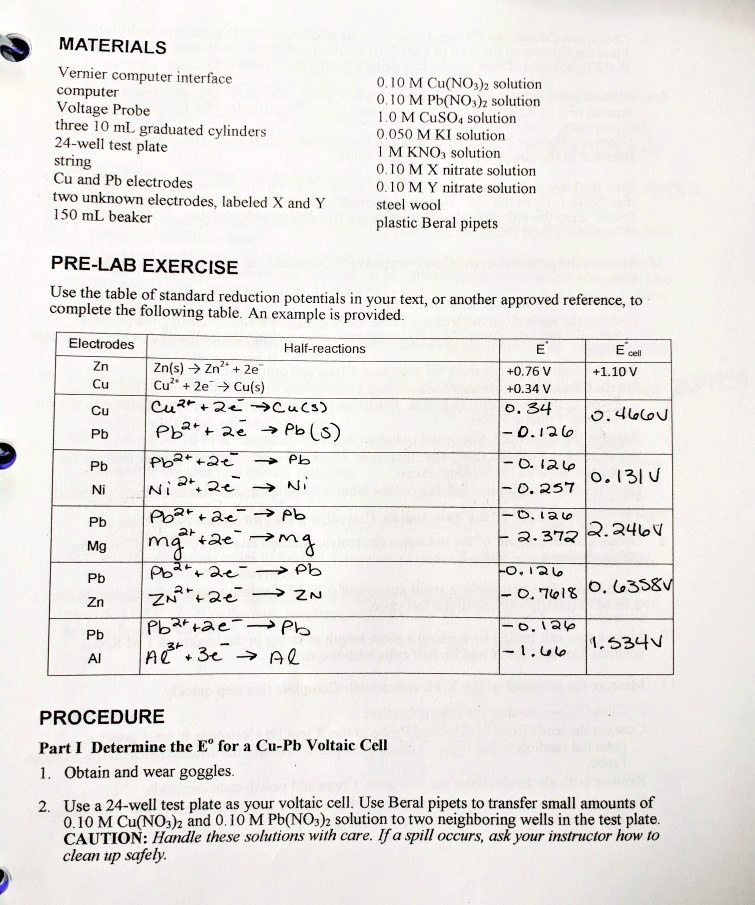 SOLVED: MATERIALS Vernier computer interface computer Voltage Probe ...