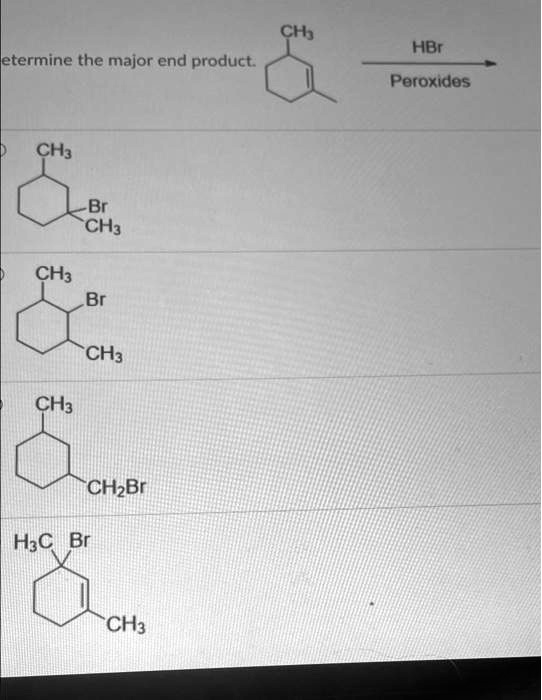 CH3 HBr determine the major end...