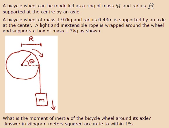 SOLVED: a) What is the moment of inertia of the bicycle wheel around ...