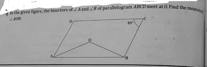 SOLVED: In the given figure, the bisectors of angle A and angle B of parallelogram ABCD meet at ...
