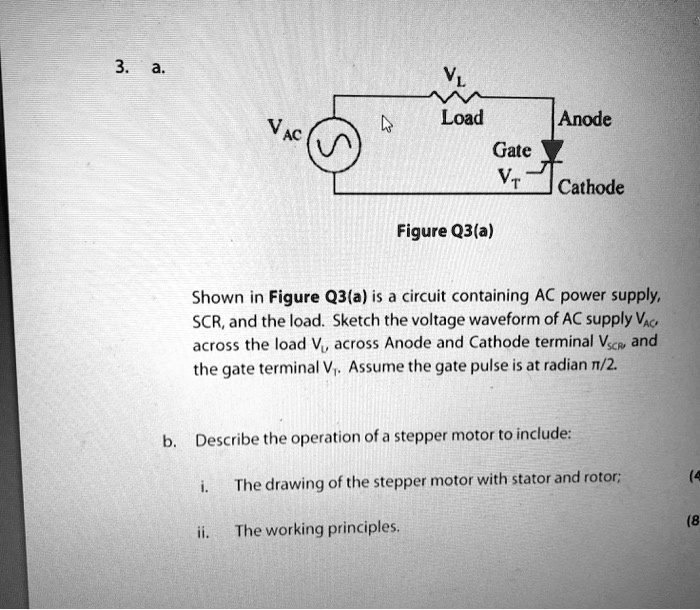 3. a. VL Load Anode VAC Gate VT Cathode Figure Q3(a) Shown in Figure Q3(a) is a circuit ...