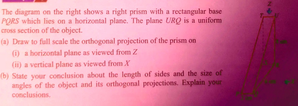 The diagram on the right shows a right prism with a rectangular base PQRS which lies on a ...