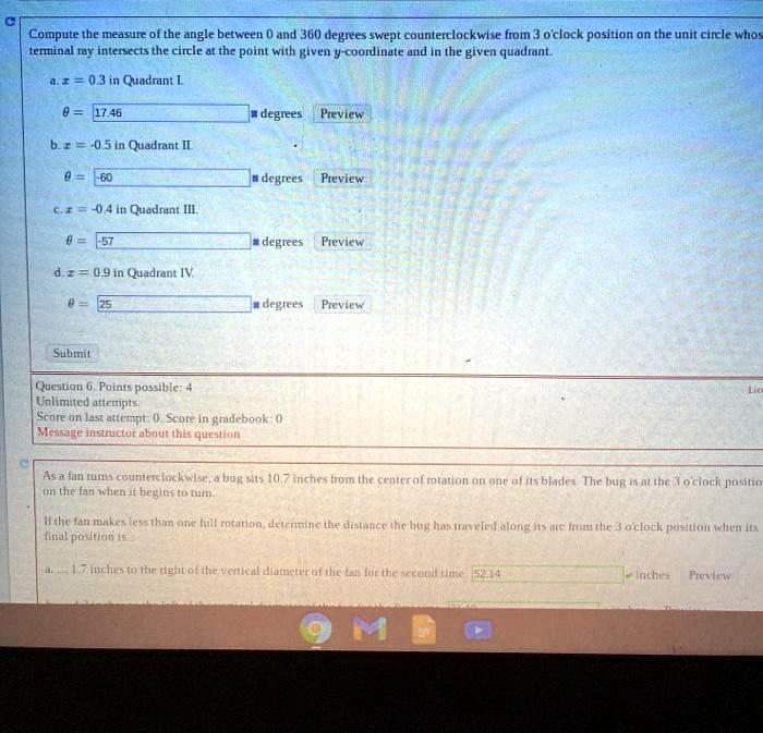 SOLVED: Compute the measun 0f the angle between E and 360 degrees Swept ...