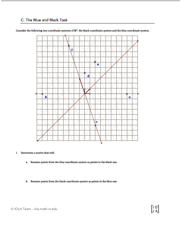 c the blue and black task consider the following two coordinate systems of r2 the black ...