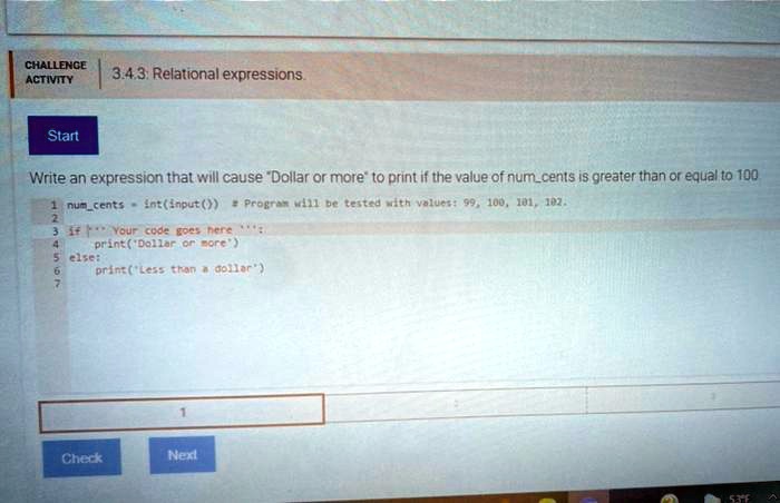challenge activity 343relational expressions start write an expression ...