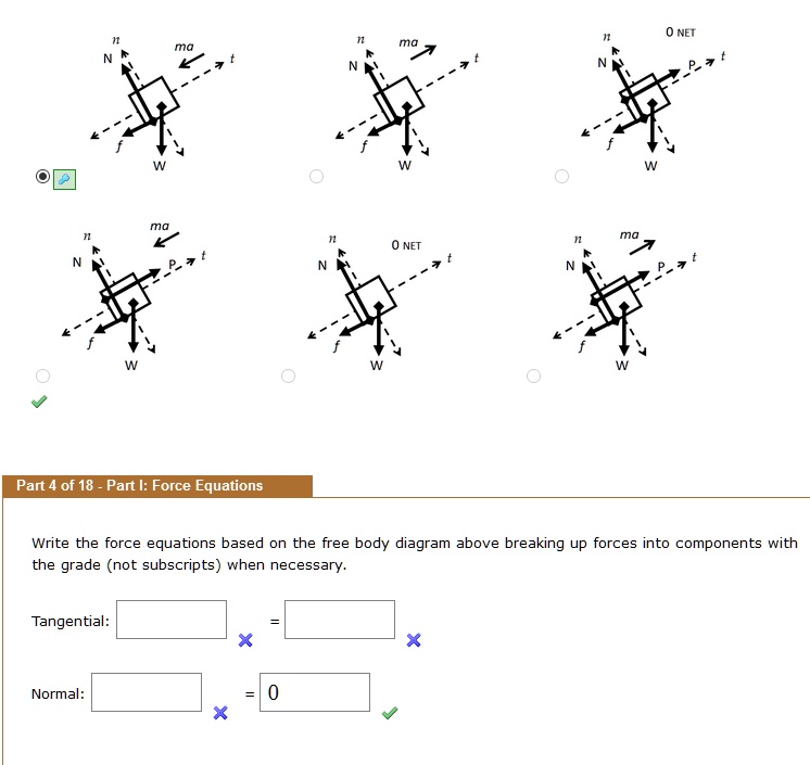 SOLVED:NET Part of 18 Part I: Force Equations Write the force equations ...