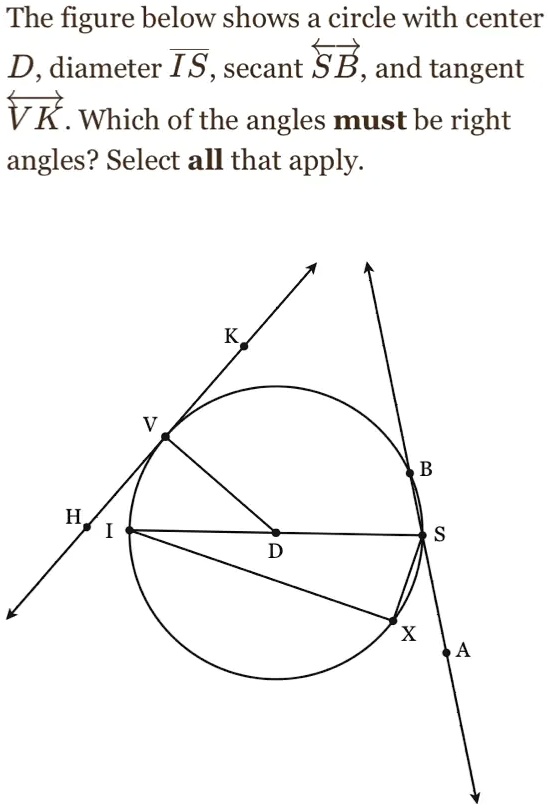 SOLVED: The figure below shows a circle with center D, diameter IS ...