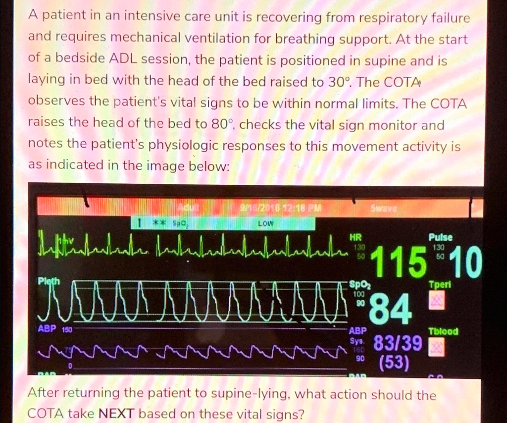 a patient in an intensive care unit is recovering from respiratory ...