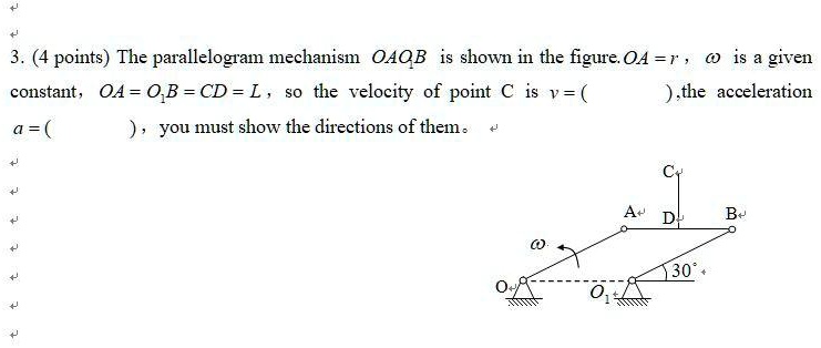 SOLVED: 3.4 points The parallelogram mechanism OAQB is shown in the ...