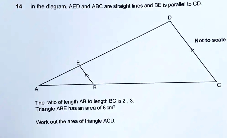 SOLVED: 14 In the diagram, AED and ABC are straight lines and BE is ...