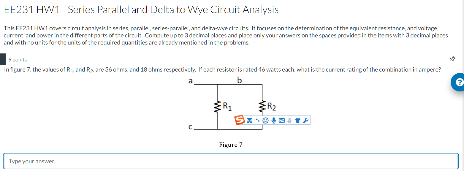 SOLVED: EE231 HW1 - Series Parallel and Delta to Wye Circuit Analysis This EE231 HW1 covers ...