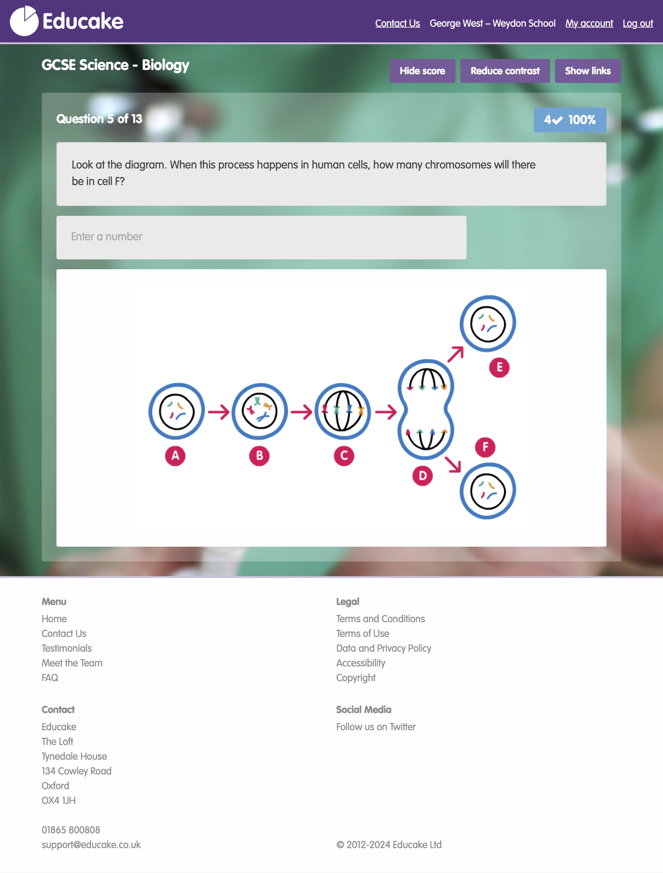 SOLVED: Educake Contact Us George West - Weydon School My account Log ...