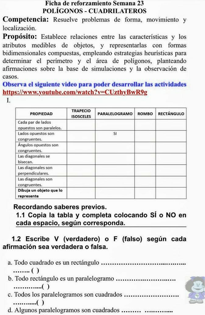 SOLVED: Ayuden , es para Hoy Ficha de reforzamiento Semana 23 POLIGONOS ...