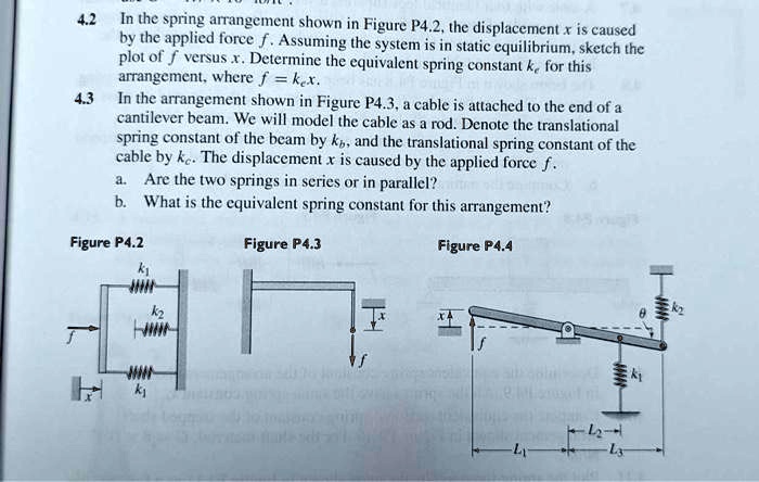 4.2 In the spring arrangement shown in Figure P4.2, the displacement x ...