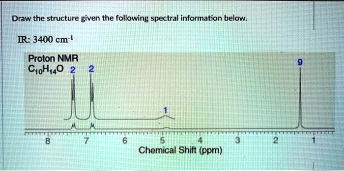 SOLVED: Draw the structure given the following spectral information below: IR: 3400 cm-! Proton ...