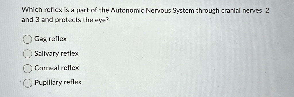 Which reflex is a part of the Autonomic Nervous System through cranial ...