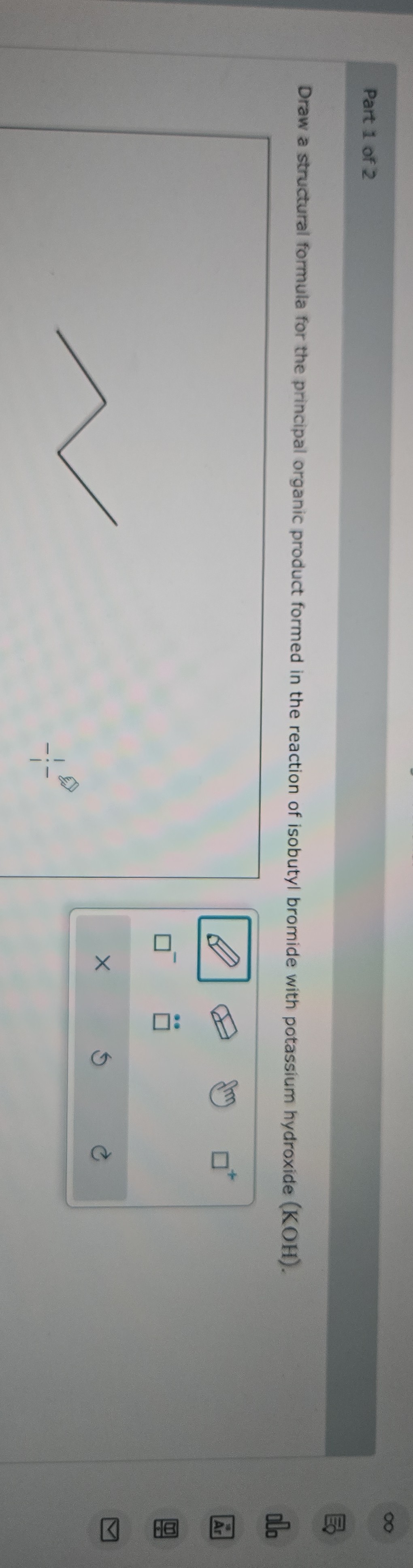 part 1 of 2 draw a structural formula for the principal organic product ...