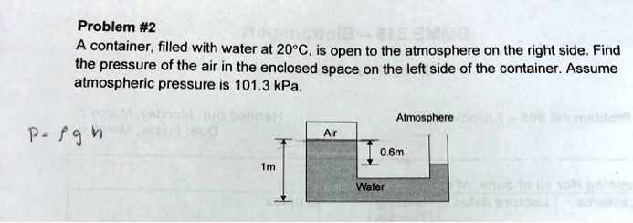 problem 2 a container filled with water at 20c is open to the ...